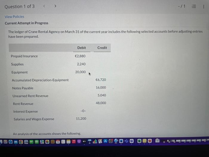 Solved View Policies Current Attempt in Progress The ledger | Chegg.com