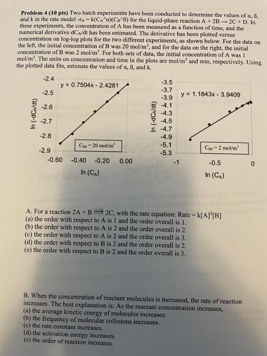 Solved Problem 4(10pts) Two batch experiments have been | Chegg.com