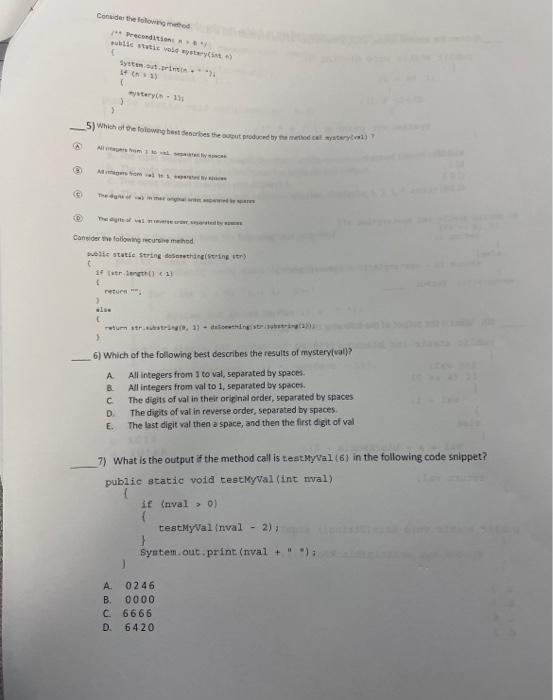 Solved Consider the following method **Preconditions public | Chegg.com