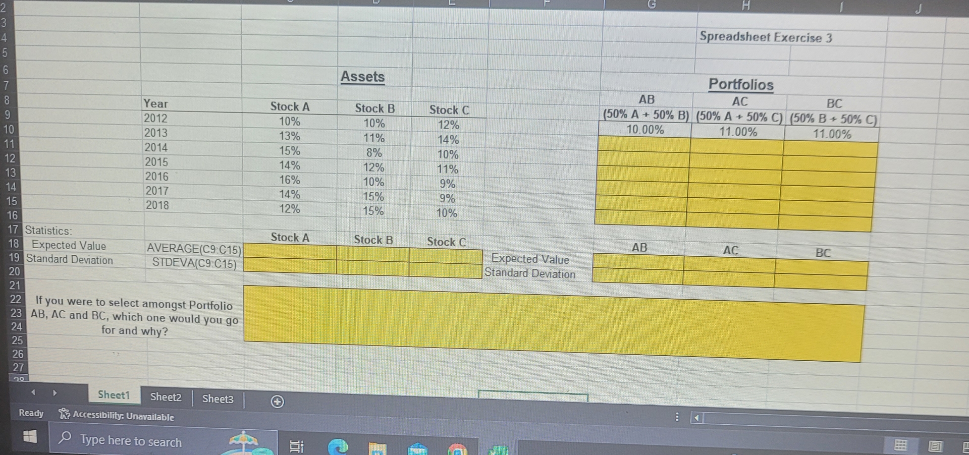 Solved Please complete the highlighted cells for the excel | Chegg.com