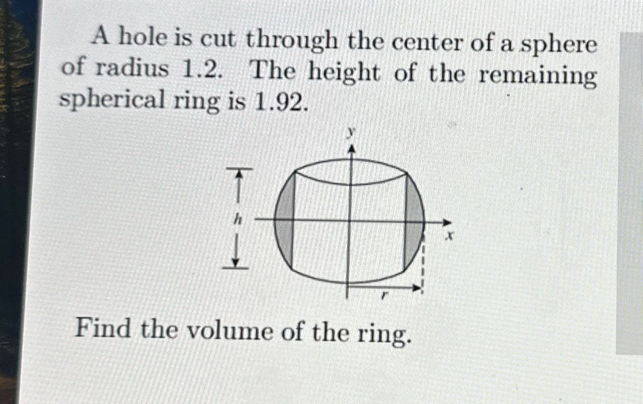 Solved A hole is cut through the center of a sphere of | Chegg.com