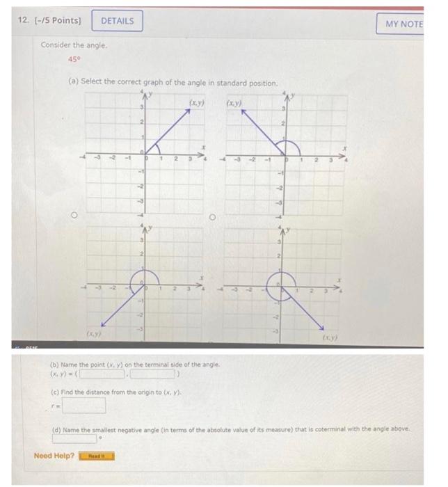 Solved (a) Select the correct graph of the angle in standard | Chegg.com