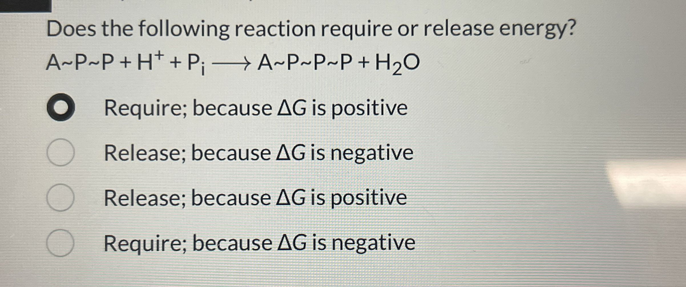 Solved Does the following reaction require or release | Chegg.com