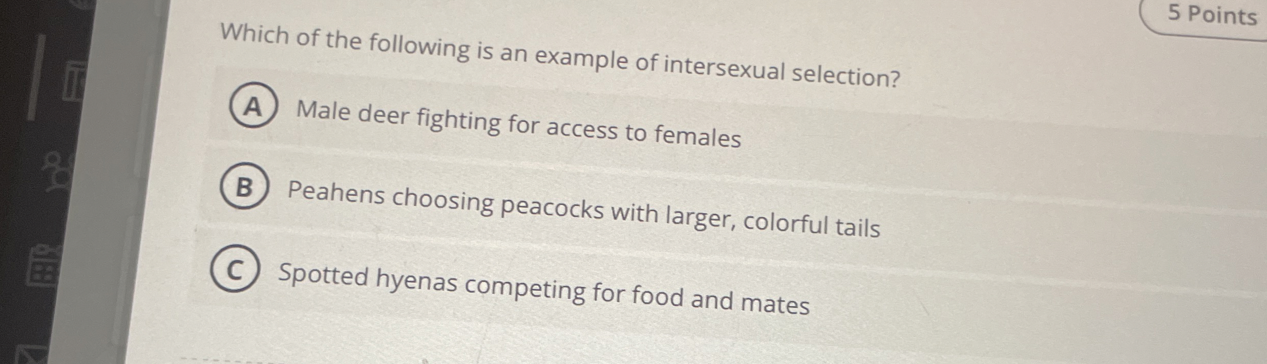 Solved 5 ﻿PointsWhich of the following is an example of | Chegg.com