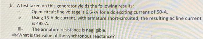 Solved b. A test taken on this generator yields the | Chegg.com