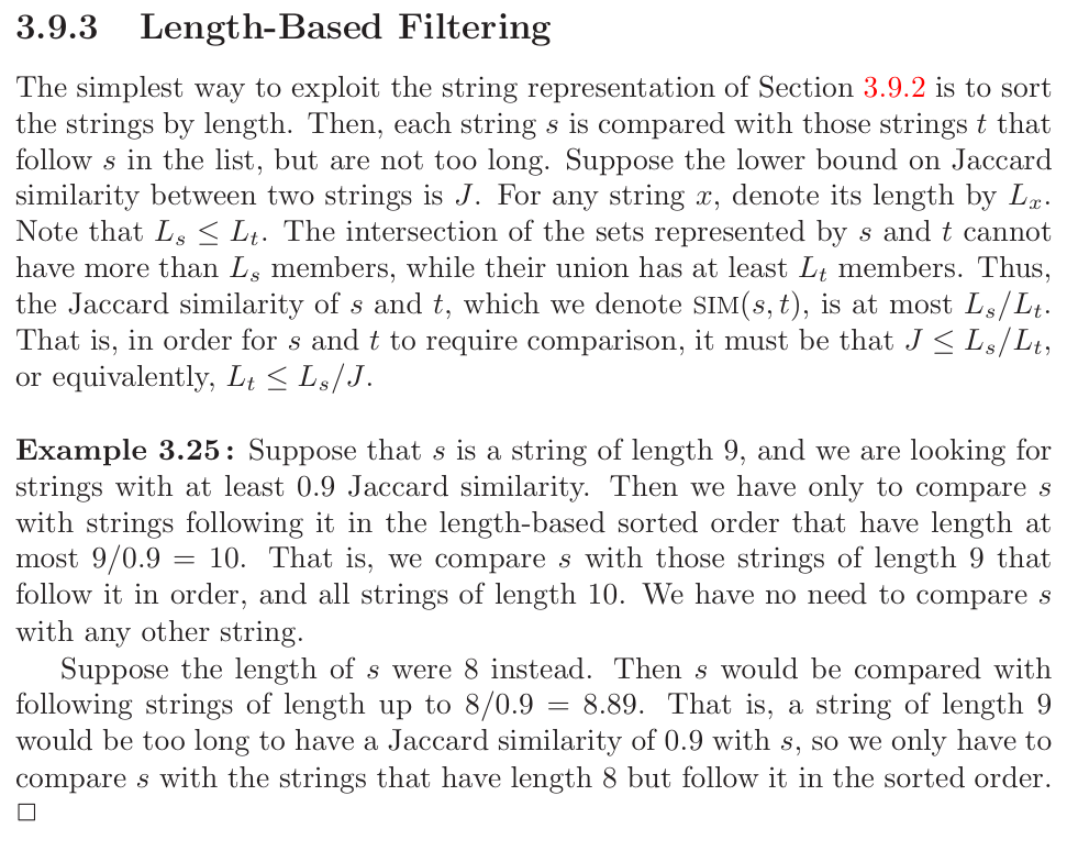 Exercise 3.9.2 ﻿: Suppose we filter candidate pairs | Chegg.com