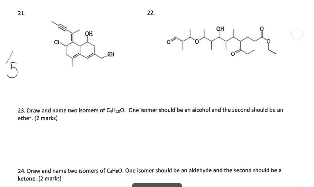 Solved Draw and name two isomers of C4H10O. ﻿One isomer | Chegg.com