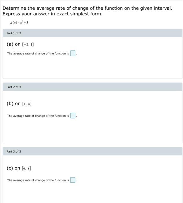 Solved Determine the average rate of change of the function | Chegg.com