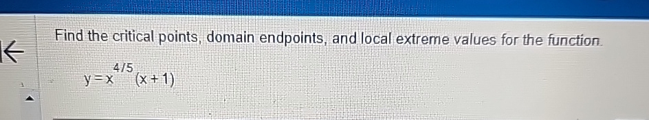 Solved Find the critical points, domain endpoints, and local | Chegg.com