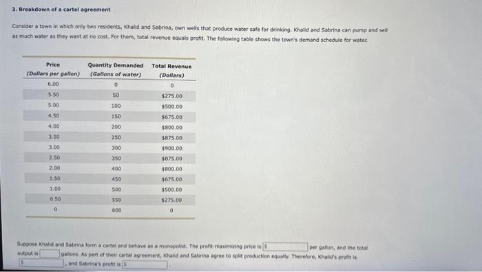3. Breakdown of a cartel agreement Consider a town in | Chegg.com