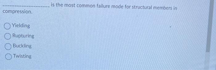 Solved is the most common failure mode for structural | Chegg.com