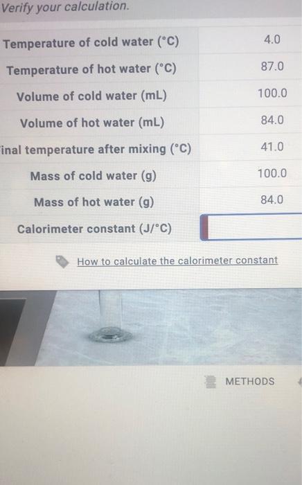 Solved Verify your calculation. 4.0 Temperature of cold | Chegg.com