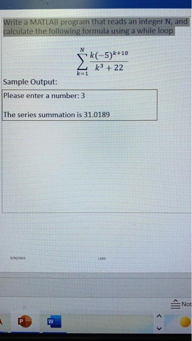 Solved Write A Matlab Program That Reads An Integer N And