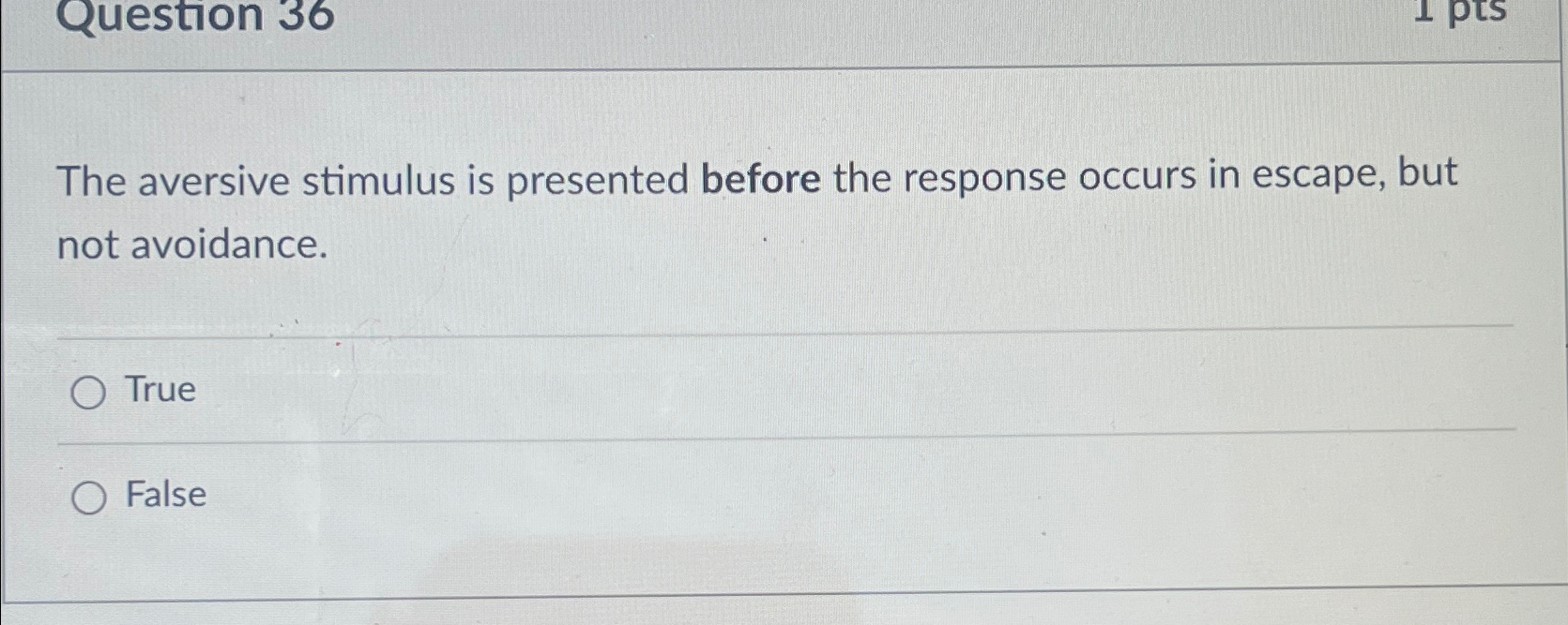 Solved Question 36The aversive stimulus is presented before | Chegg.com