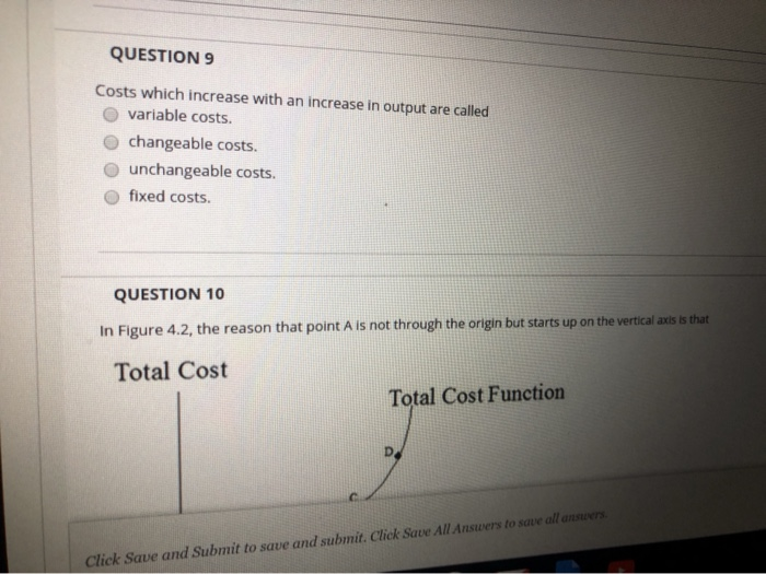 Solved QUESTION 9 Costs which increase with an increase in | Chegg.com