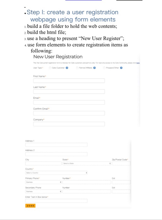 Solved .Step : create a user registration webpage using form | Chegg.com
