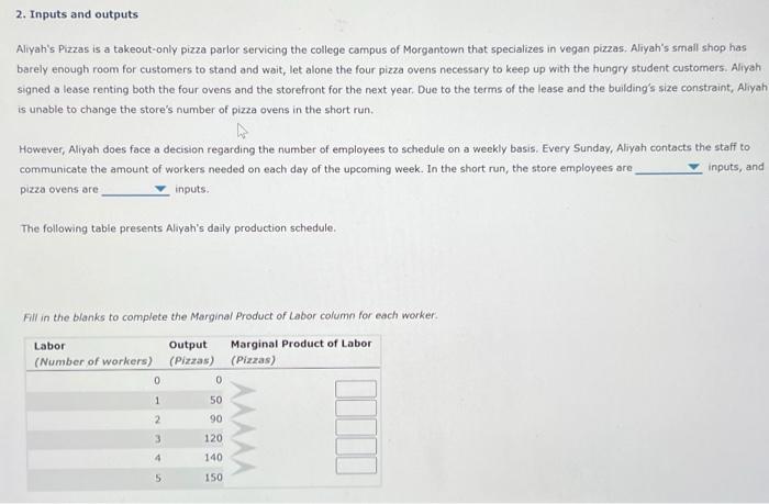 Solved Aliyah's Pizzas is a takeout-only pizza parlor | Chegg.com