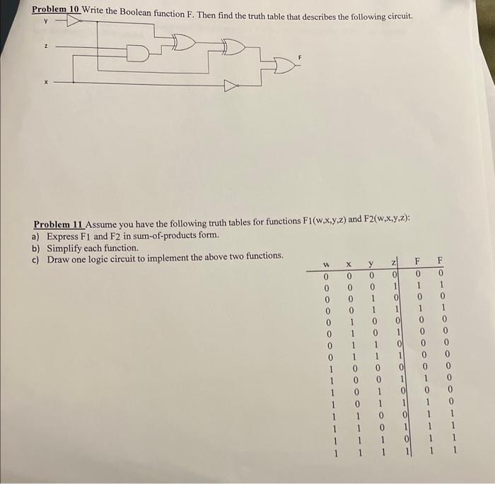 Solved Problem 10 Write the Boolean function F. Then find | Chegg.com