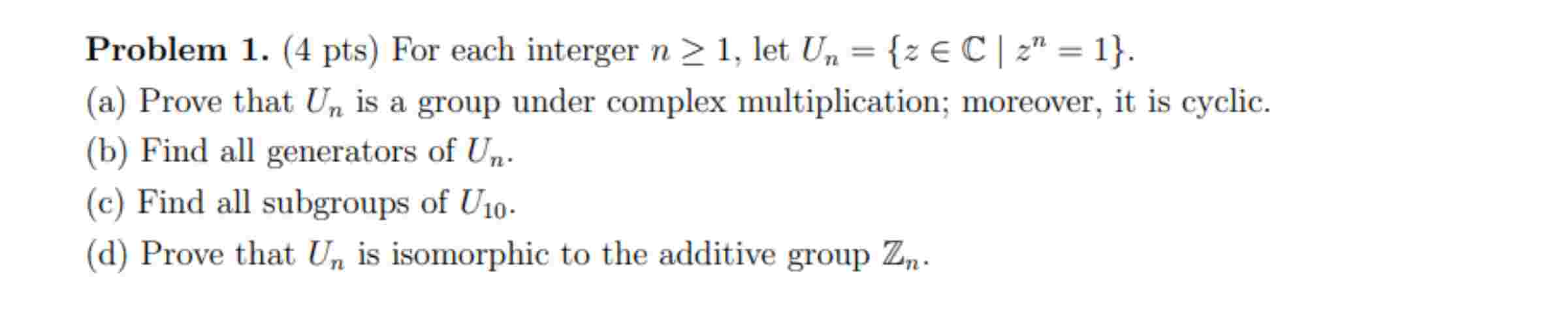Solved Problem 1. (4 pts) ﻿For each interger n≥1, ﻿let | Chegg.com