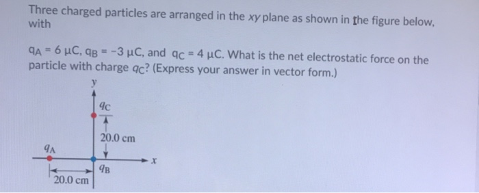 Solved Three charged particles are arranged in the xy plane | Chegg.com