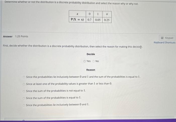 Solved Determine whether or not the distribution is a | Chegg.com
