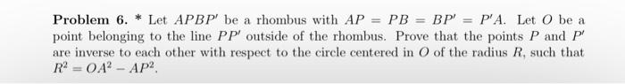 Solved Problem 6. * Let APBP′ be a rhombus with | Chegg.com