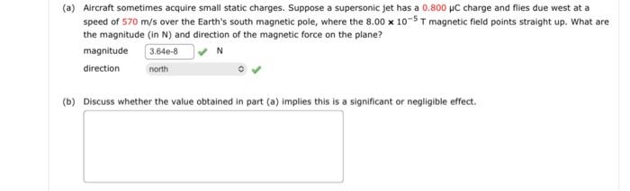 Solved (a) Aircraft sometimes acquire small static charges. | Chegg.com