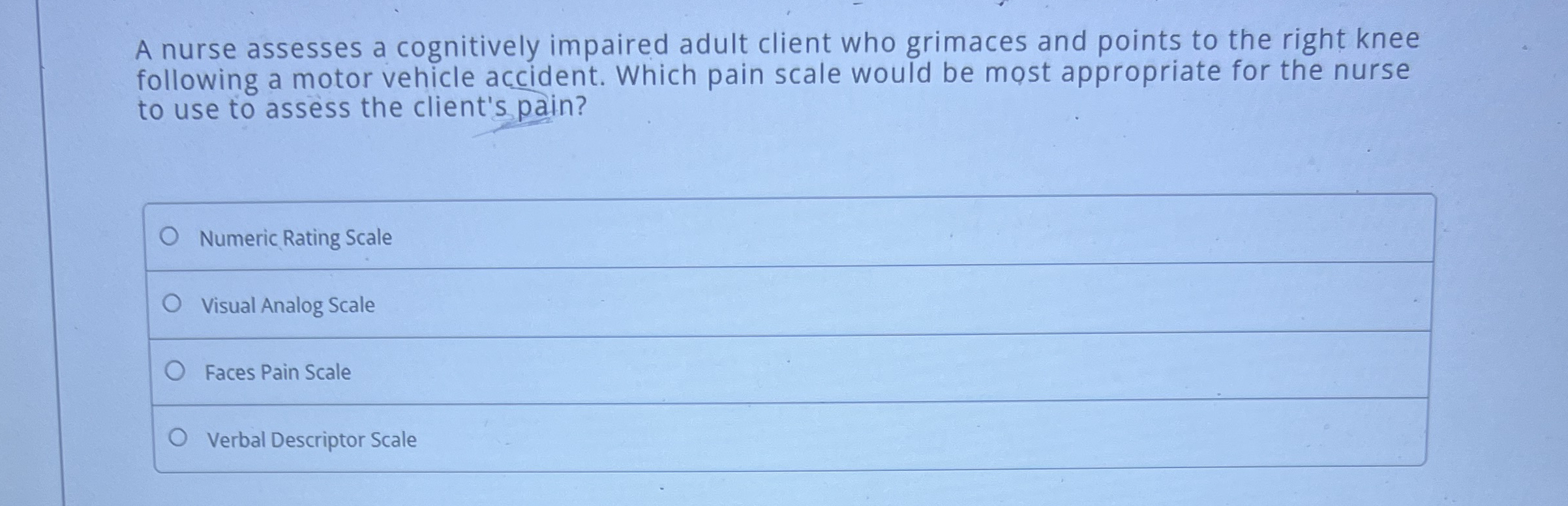 A nurse assesses a cognitively impaired adult client | Chegg.com