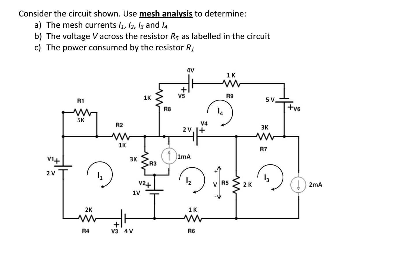 Solved Consider the circuit shown. Use mesh analysis to | Chegg.com