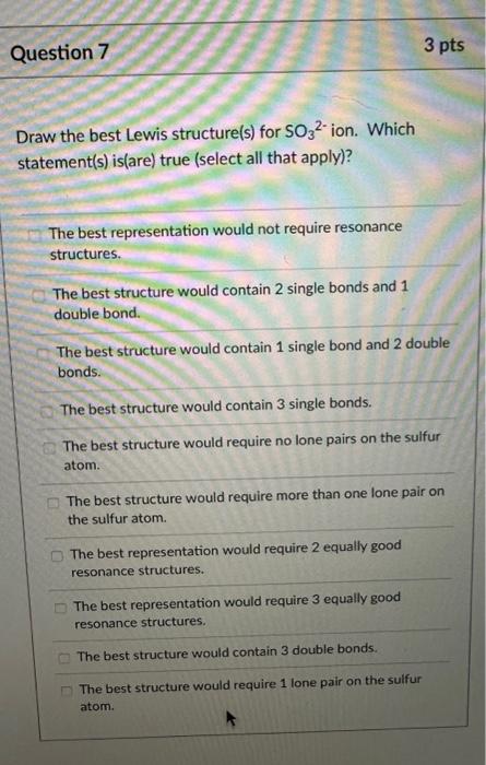Solved Draw the best Lewis structure(s) for SO32− ion. Which | Chegg.com