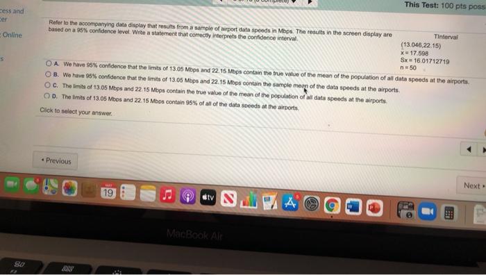 Solved This Test: 100 pts poss cess and - Online 5 Refer to | Chegg.com