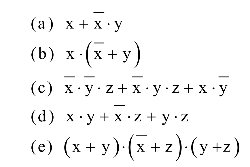 Solved (a) x+x‾*y(b) x*(x‾+y)(c) x‾*bar (y)*z+x‾*y*z+x*bar ( | Chegg.com Solved (a) x+x‾*y(b) x*(x‾+y)(c) x‾*bar (y)*z+x‾*y*z+x*bar ( | Chegg.com