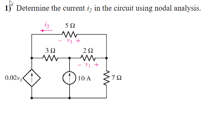 Determine the current i2 ﻿in the circuit using nodal | Chegg.com