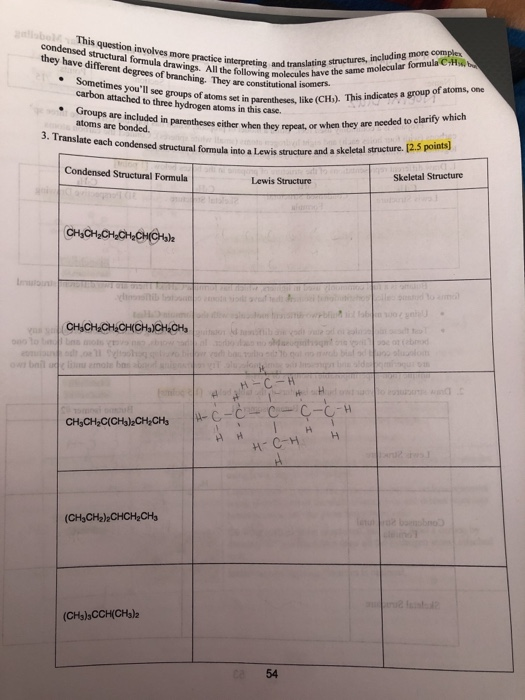 Solved condensed structural formula drawings. All the | Chegg.com