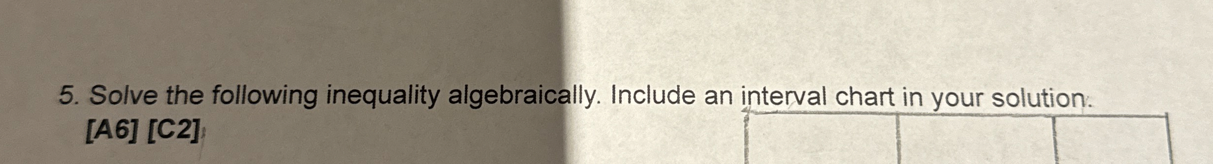 Solve the following inequality algebraically. Include | Chegg.com