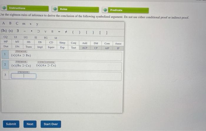 Solved Instructions Rules Predicate Jse the eighteen rules | Chegg.com