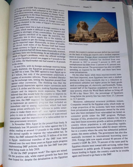 Solved Did the IMF Help Egypt? When President Abdel Fatah | Chegg.com