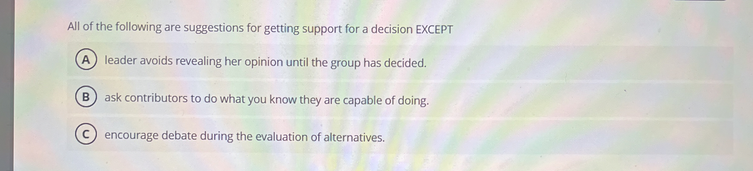 Solved All of the following are suggestions for getting | Chegg.com