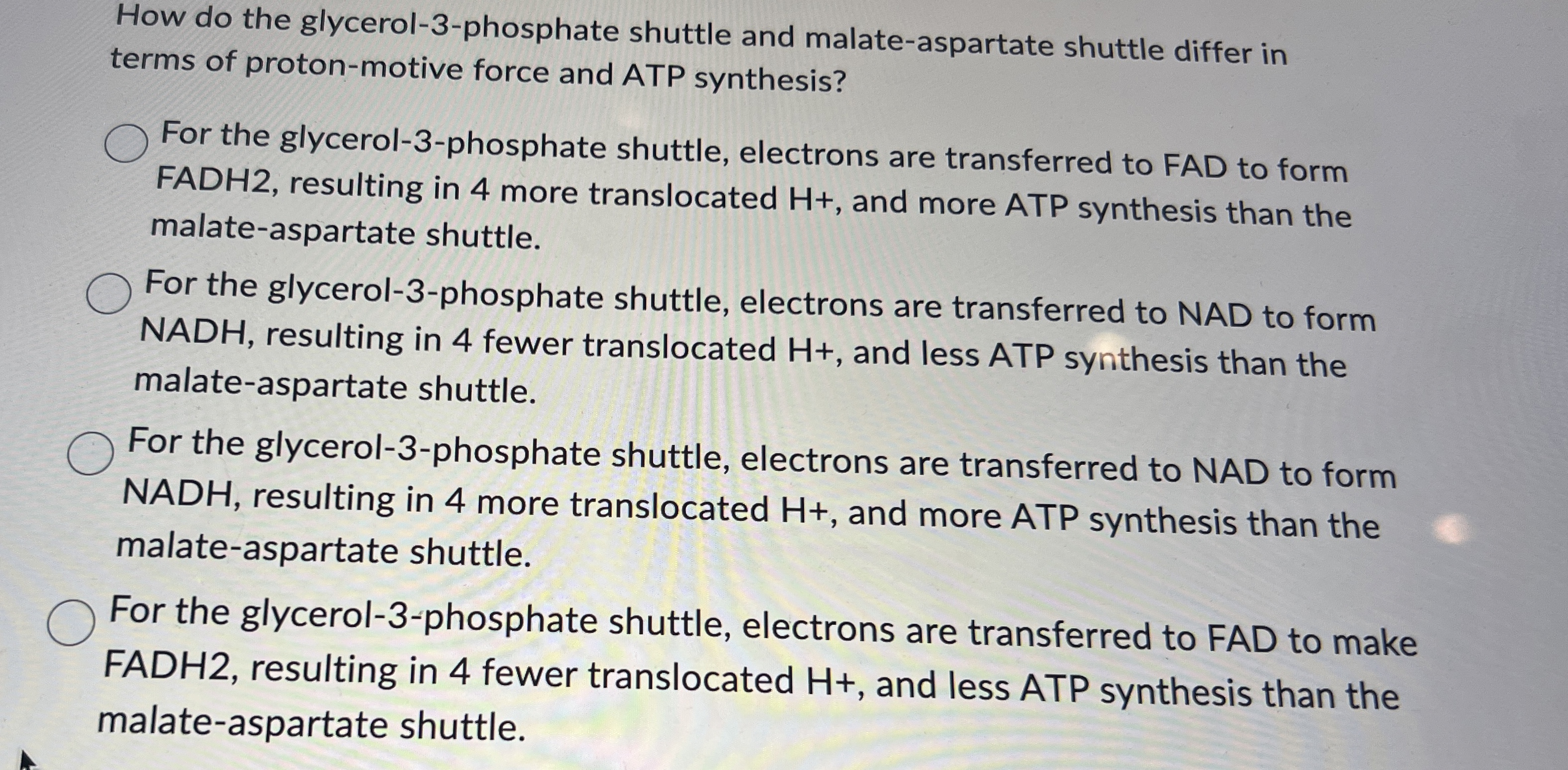 Solved How do the glycerol-3-phosphate shuttle and | Chegg.com