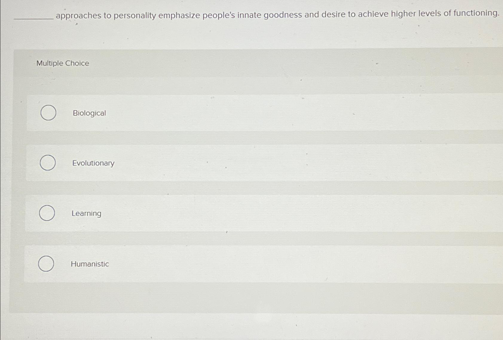 Solved approaches to personality emphasize people's innate | Chegg.com