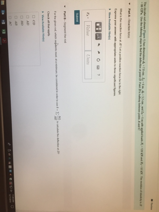 Solved Learning Goal: To calculate the elastic deflection in | Chegg.com