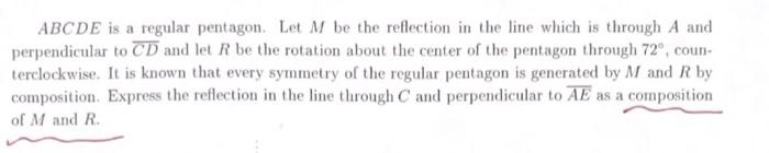 Solved ABCDE is a regular pentagon. Let M be the reflection | Chegg.com