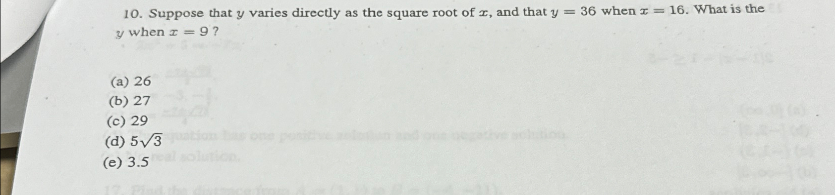 Solved Suppose that y ﻿varies directly as the square root of | Chegg.com