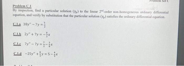 Solved Problem C.1 equation, and verify by substitution that | Chegg.com