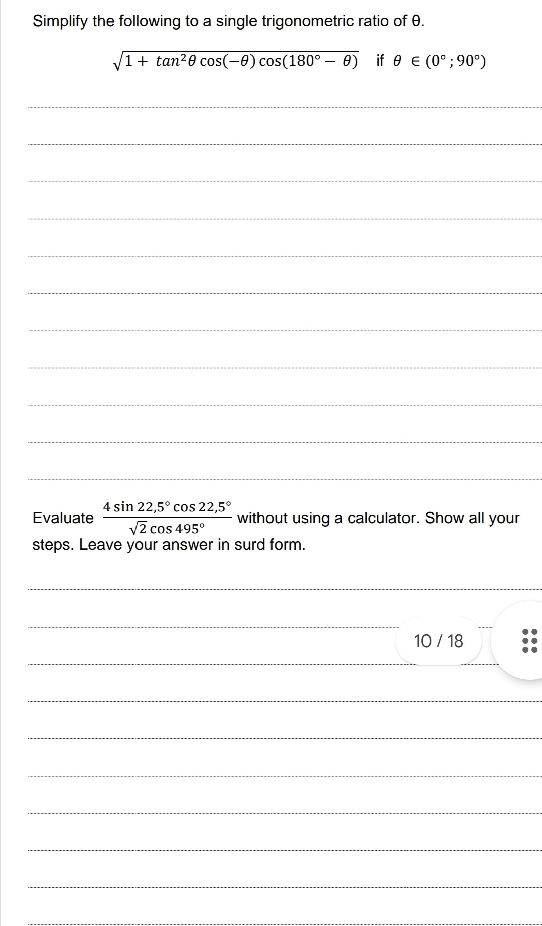 Solved Simplify the following to a single trigonometric | Chegg.com