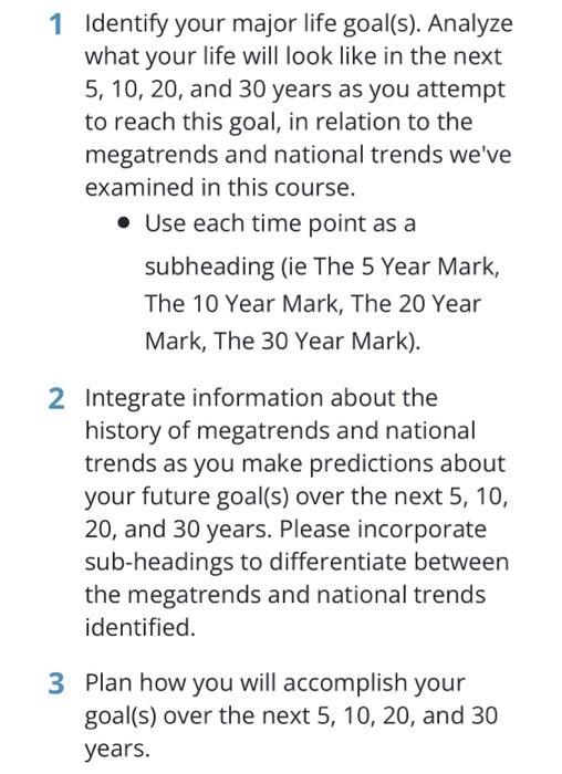 Solved 1 Identify your major life goal(s). Analyze what your | Chegg.com