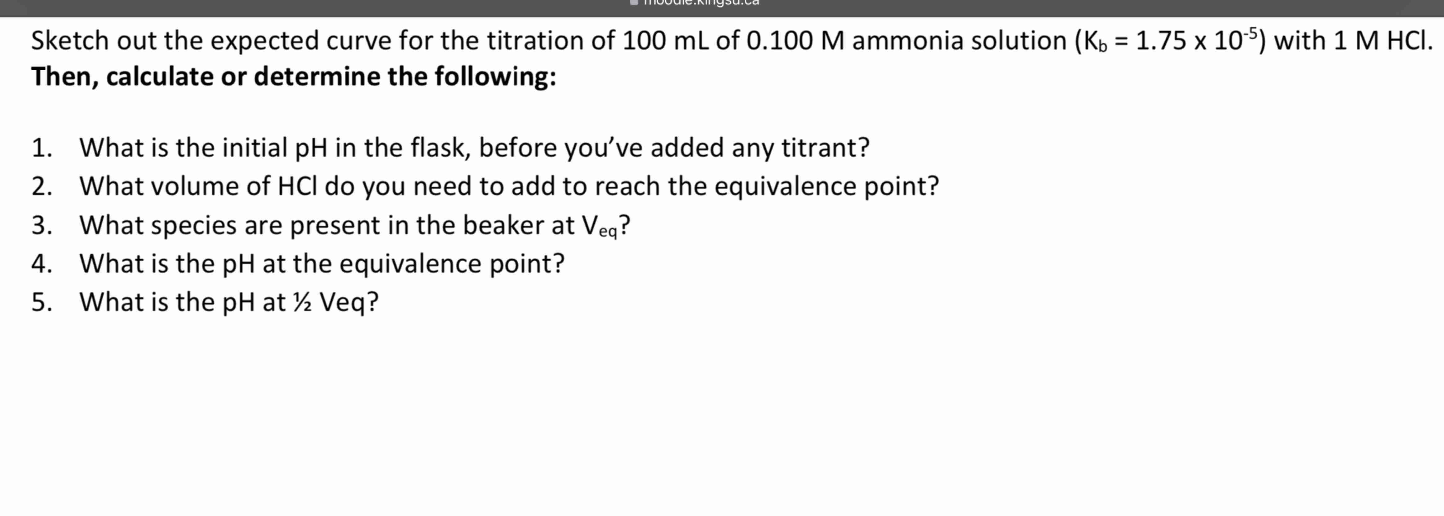 Solved Sketch out the expected curve for the titration of | Chegg.com