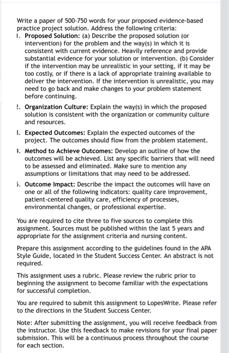 Write a paper of 500-750 words for your proposed | Chegg.com