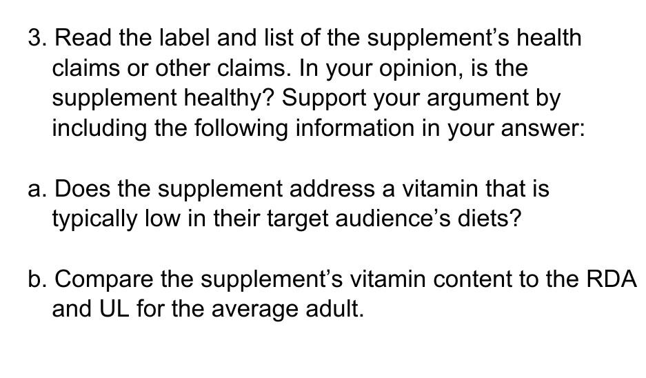 Solved Research a popular celebrity "supplement" (e.g. Sugar | Chegg.com