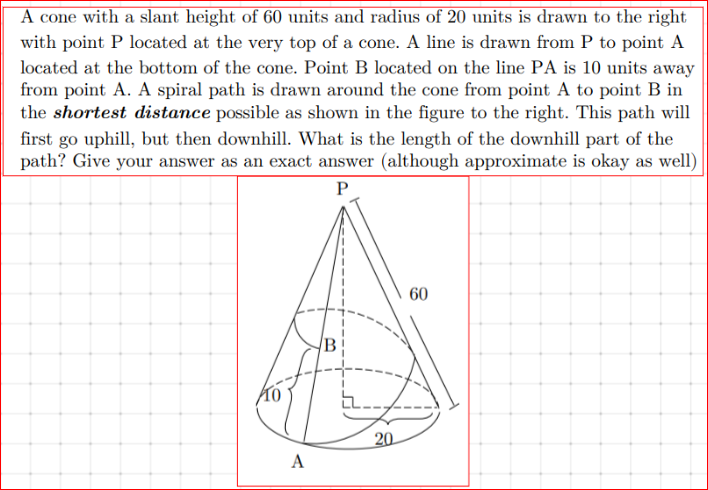 Solved by an EXPERT A cone with a slant height of 60 ﻿units and radius of | Chegg.com